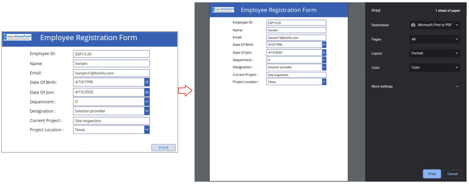 Power Apps Print Function [With Various Examples] - Enjoy SharePoint