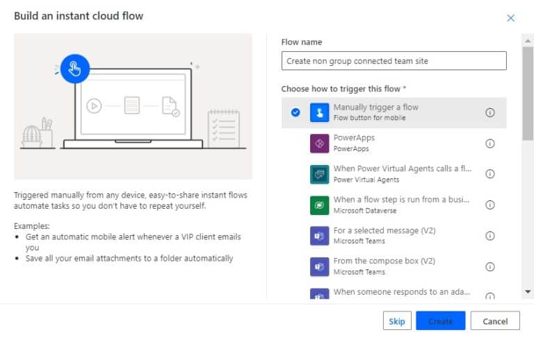Create a SharePoint Online Team Site Using Power Automate [Group ...