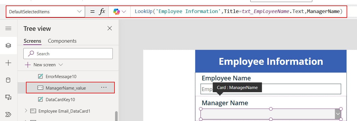 Get Selected User Manager Name By Default in Power Apps