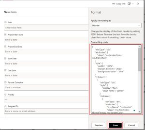 Customize SharePoint List Form Layout using JSON