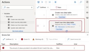 Insert Row into Data Table in Power Automate Desktop