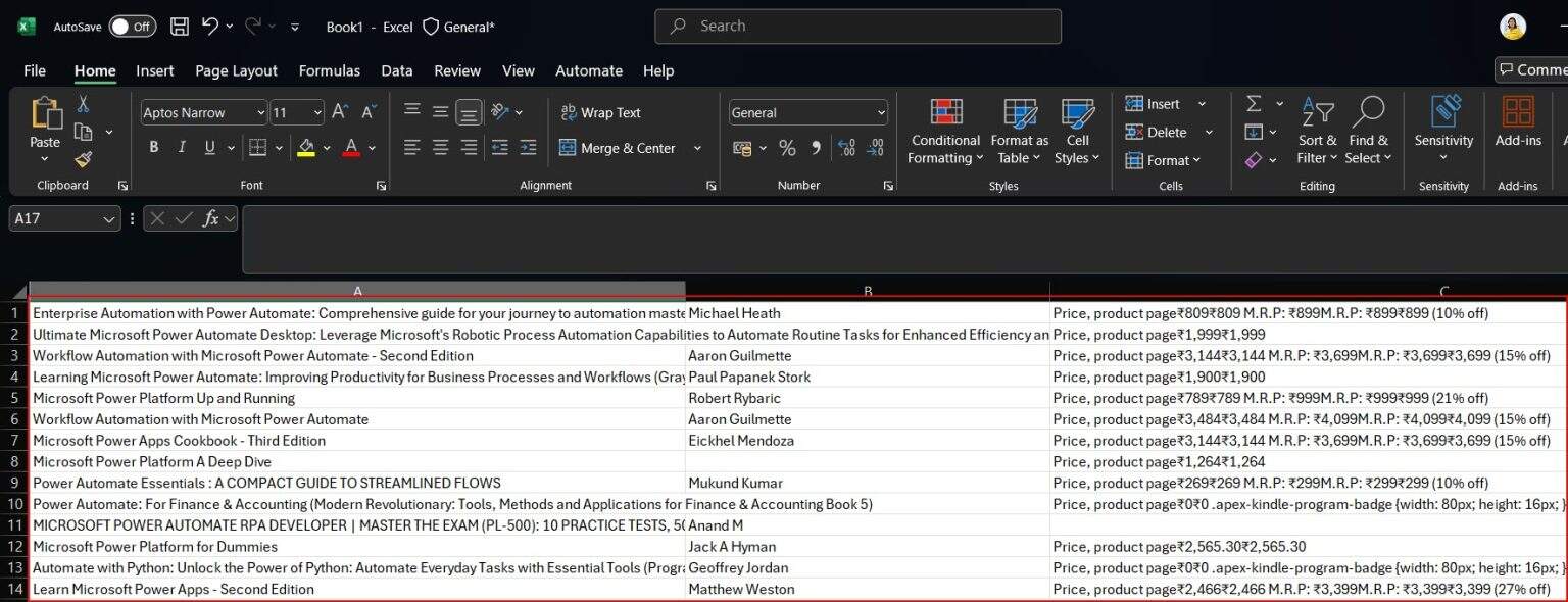 Extract Data From a Web Page to Excel Using Power Automate Desktop