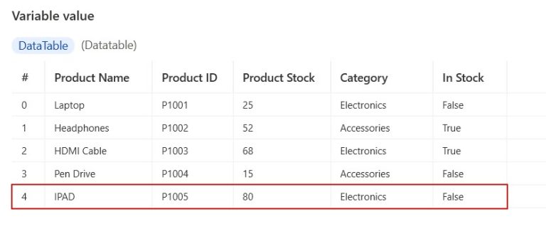 Insert Row into Data Table in Power Automate Desktop