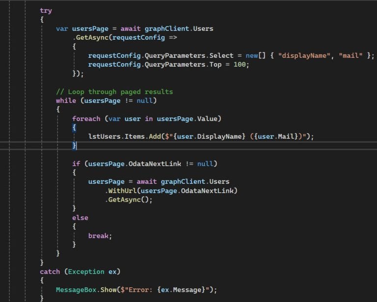 Display User Names From Azure AD using Microsoft Graph API