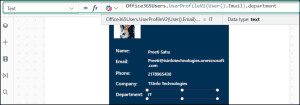 Display Office 365 User Profile Details in Power Apps
