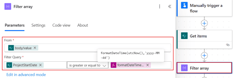 How to Filter an Array by Date in Power Automate?
