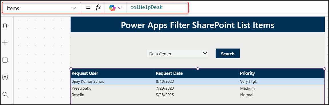 How to Filter SharePoint List Items in Power Apps