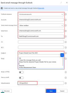Send Outlook Email with Attachments using Power Automate Desktop