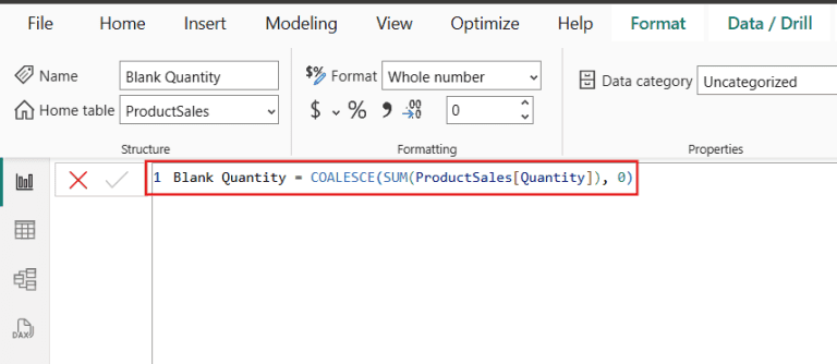 Replace Blank with Zero in Power BI Matrix Visual
