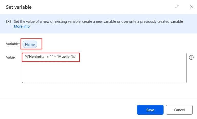 Power Automate Desktop Concatenate Strings