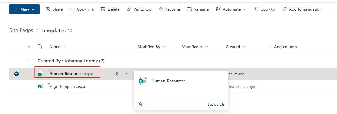 Create Page Templates in SharePoint Online