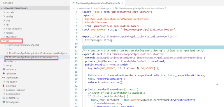 SPFx Application Customizer Example
