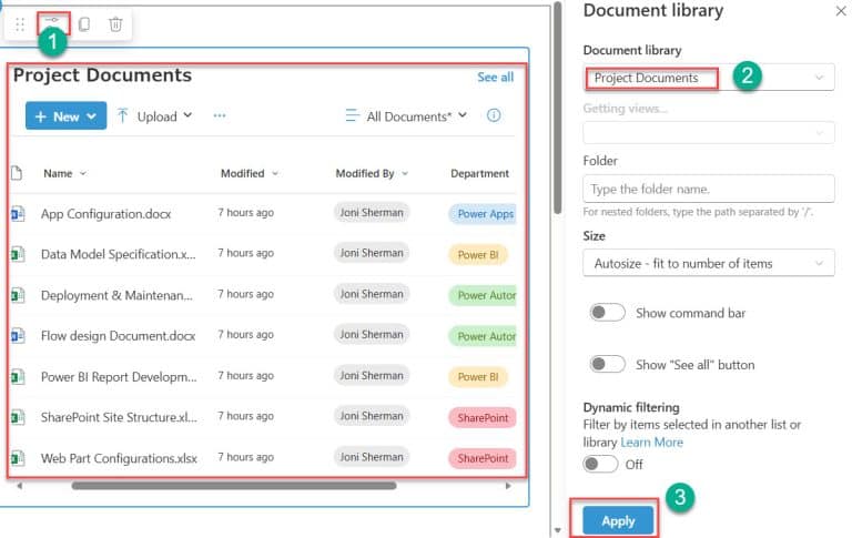 SharePoint Online Document Library Web Part