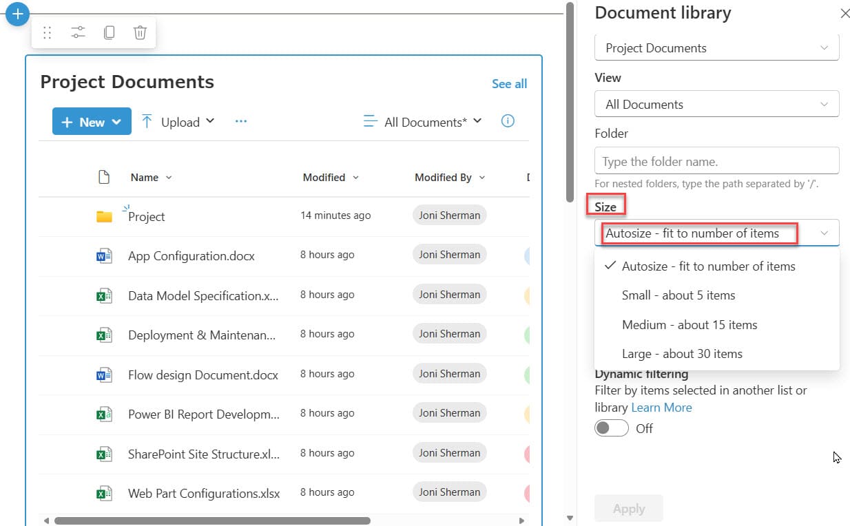 SharePoint Online Document Library Web Part