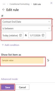 SharePoint List Conditional Formatting Based on Date
