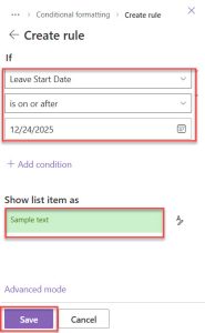 SharePoint List Conditional Formatting Based on Date